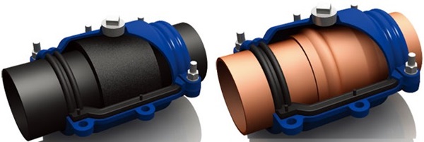 Double Socket Coupling Repair Clamps for Plastic Piping